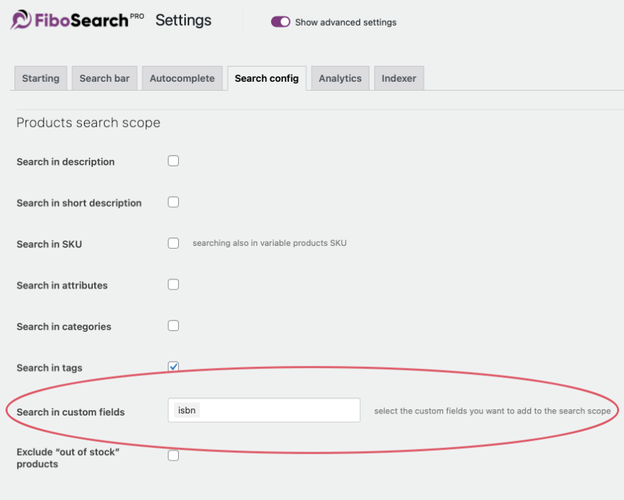 Search in custom fields - FiboSearch – autocomplete search for WooCommerce